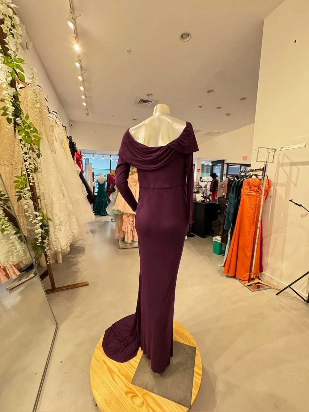 Runway Recyc | Dresses | Plum Off Shoulder Ruched Maxi Gown Medium ...